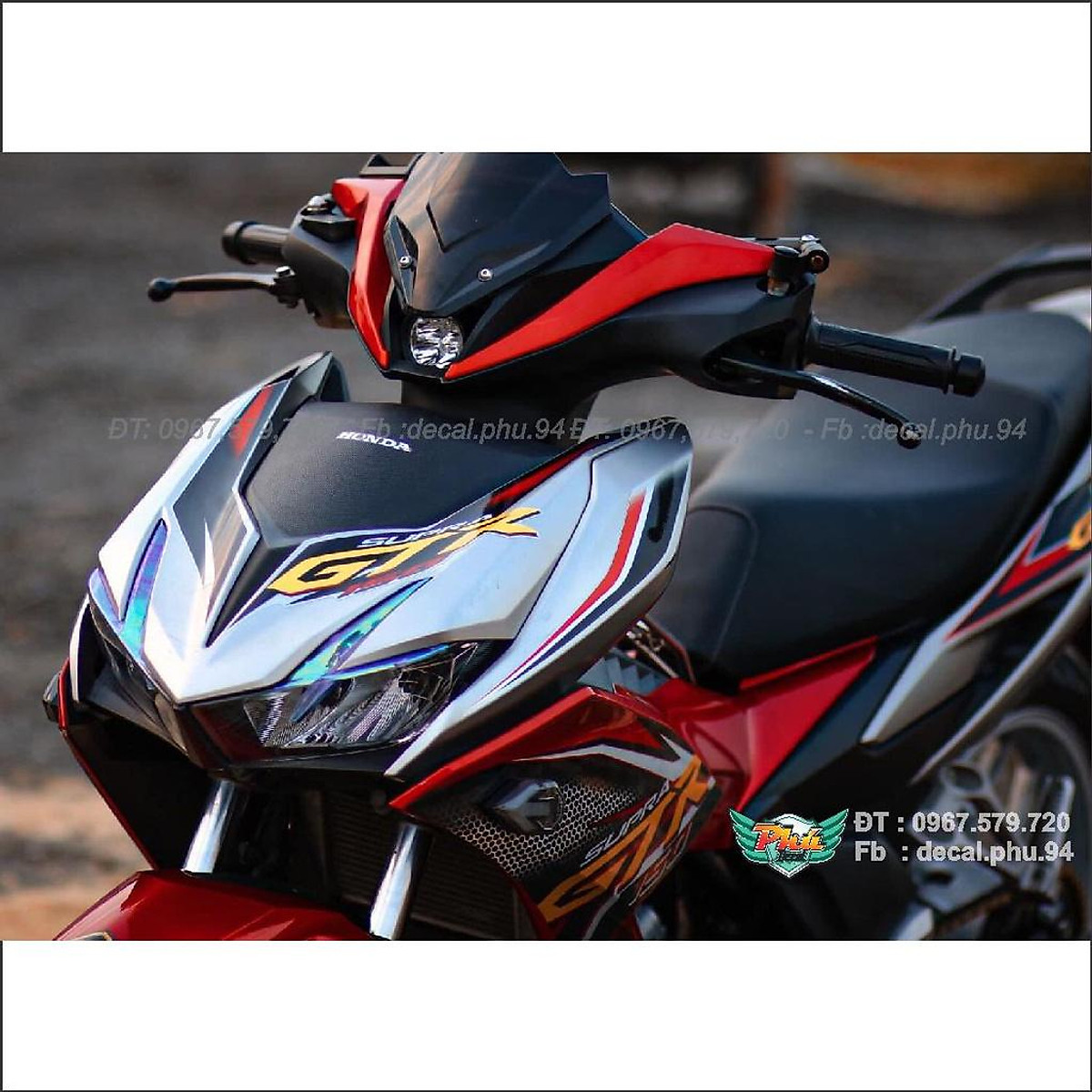 Tem Rời Winner X GTR đỏ đen tổ ong (K) - Decal trang trí xe máy, mô tô