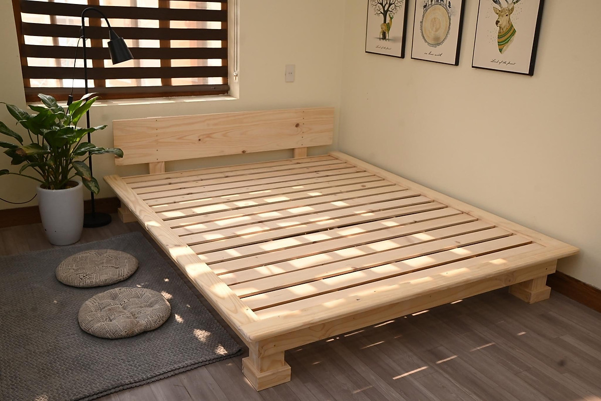 Giường ngủ gỗ CT17 Juno Sofa màu gỗ tự nhiên - Giường đơn