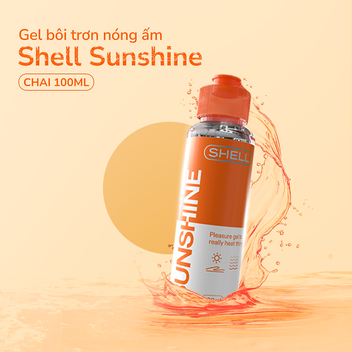 Gel bôi trơn ấm nóng - Shell Sunshine - Chai 100ml - Gel bôi trơn