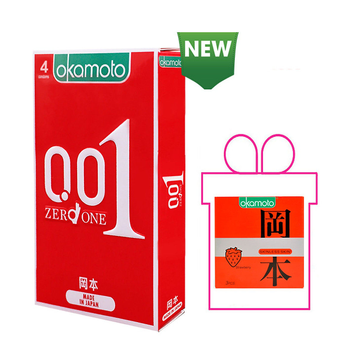 Bao Cao Su Okamoto Zero One Siêu Mỏng 0,01 Hộp 4 Chiếc Nhật Bản + Tặng ...