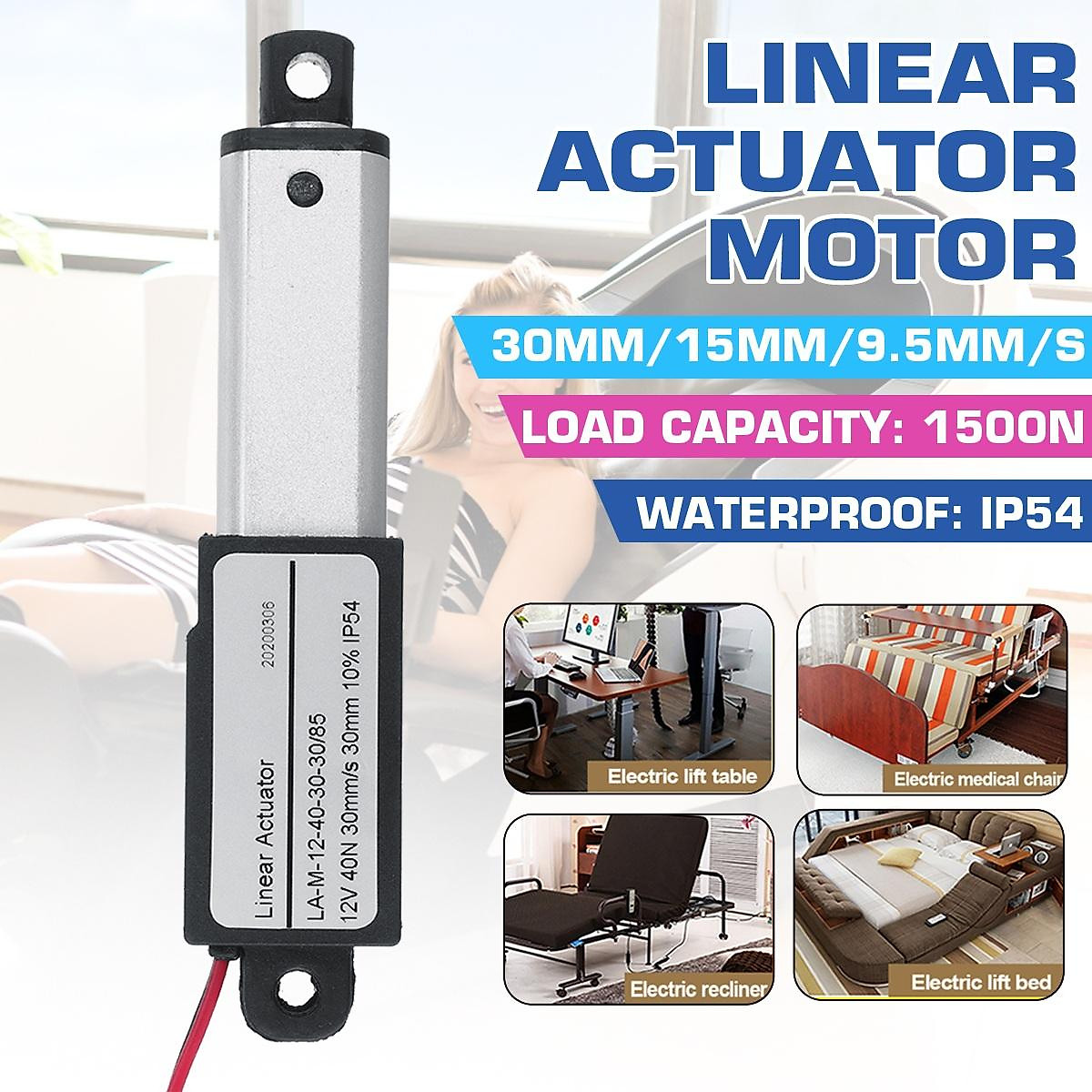 25mm-150mm Electric Motor Micro Linear Actuator 12V DC 4.4 lbs Force ...