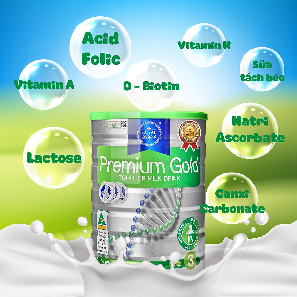 Sữa Hoàng gia Úc Premium Gold 3 Toddler Milk Drink cho bé 1-3 tuổi