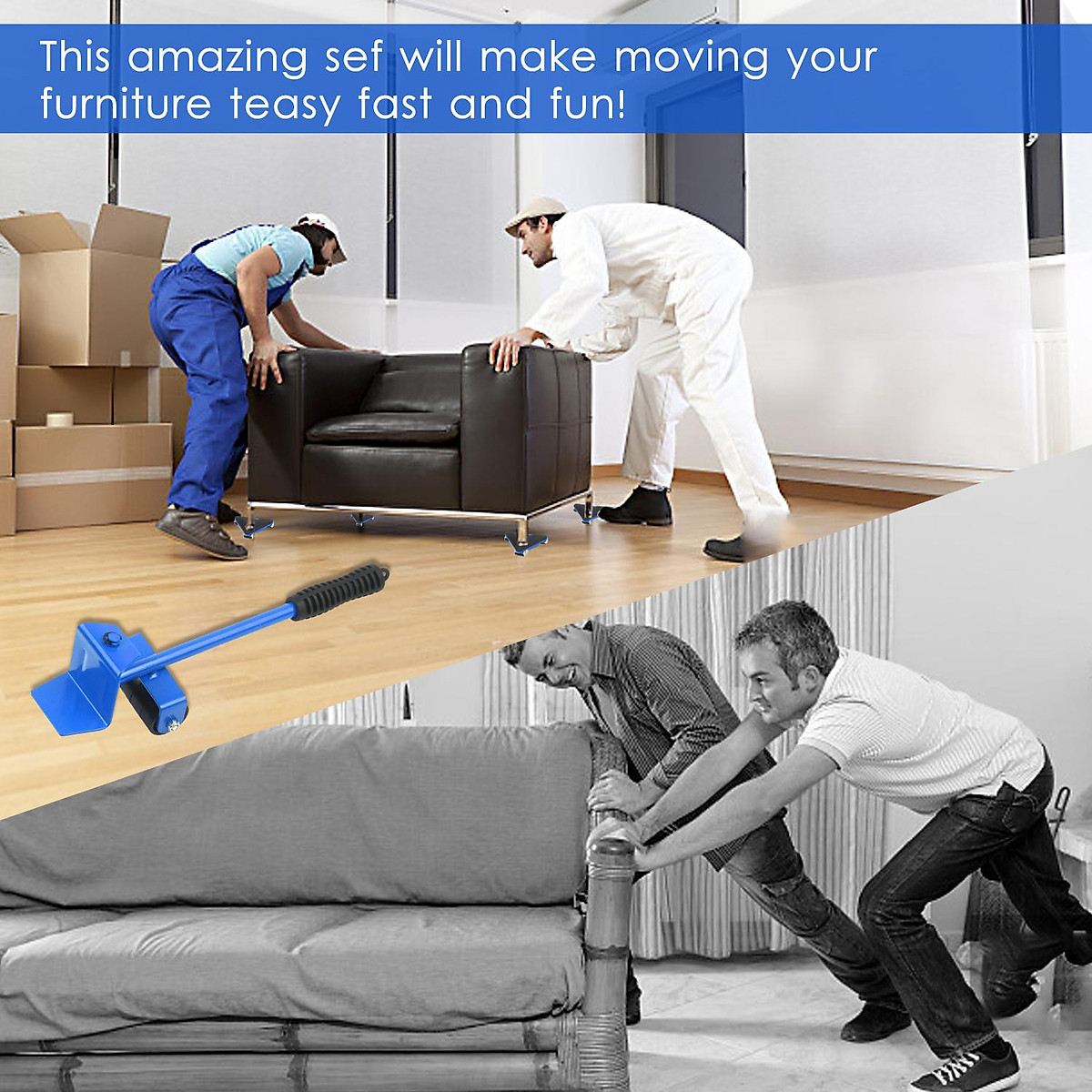 Heavy Duty Furniture Lifter with 4 Sliders for Easy and Safe Moving ...