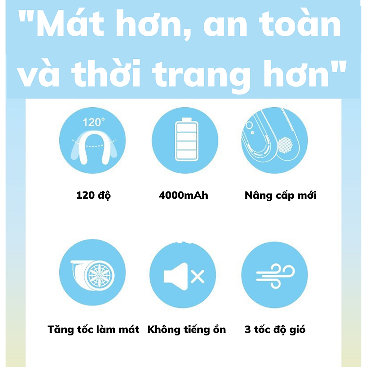 Quạt Fan mini đeo cổ / choàng cổ hiệu WiWU Halter Neck Fan FS02 - thổi ...