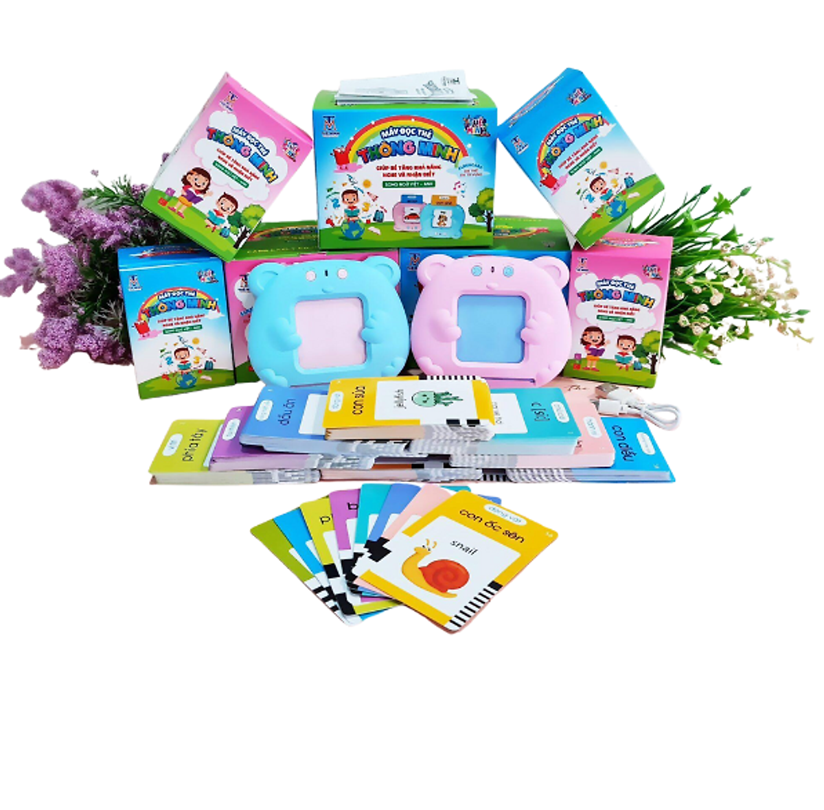 Máy Đọc Thẻ Flashcard Song ngữ Việt Anh 510 Từ Vựng, Kèm Dây Sạc Pin ...