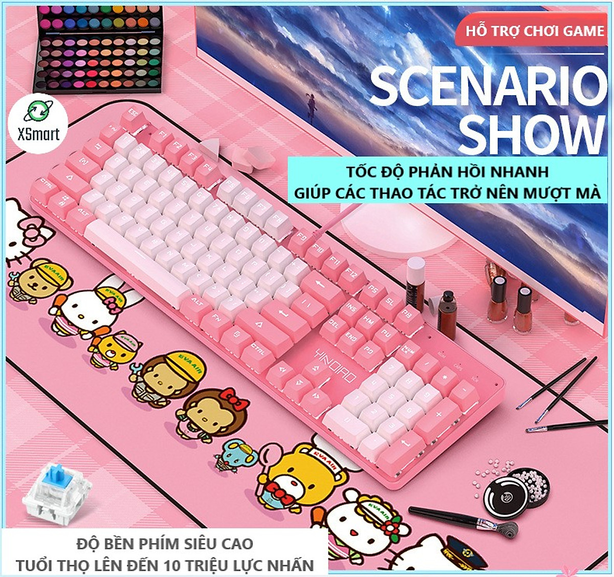 Bàn Phím Cơ HỒNG Cao Cấp XSmart T900 Led 10 Chế Độ Khác Nhau, Trục Cơ ...