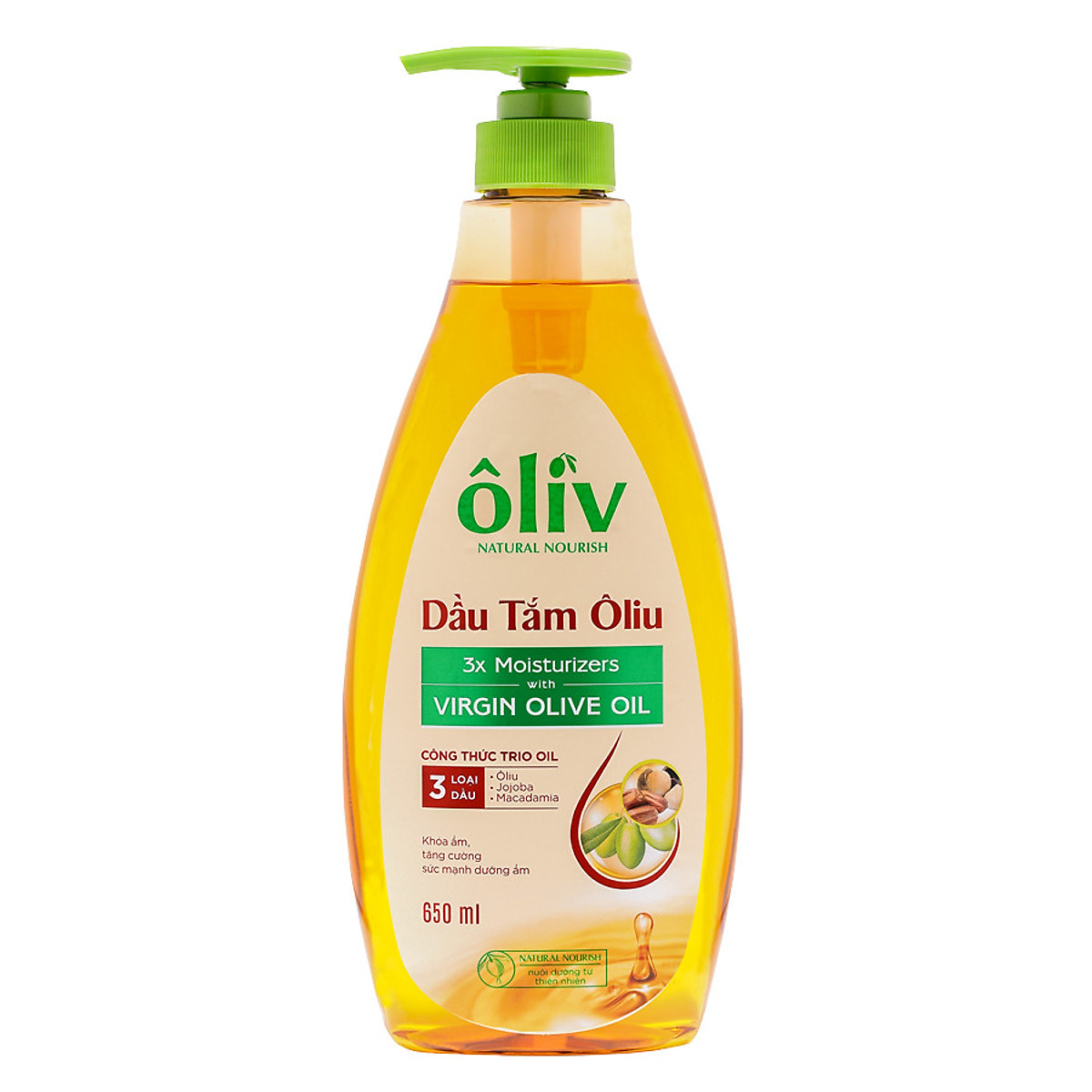 Dầu Tắm Ôliv Natural Nourish Virgin Olive Oil (650ml) - Tinh dầu tắm