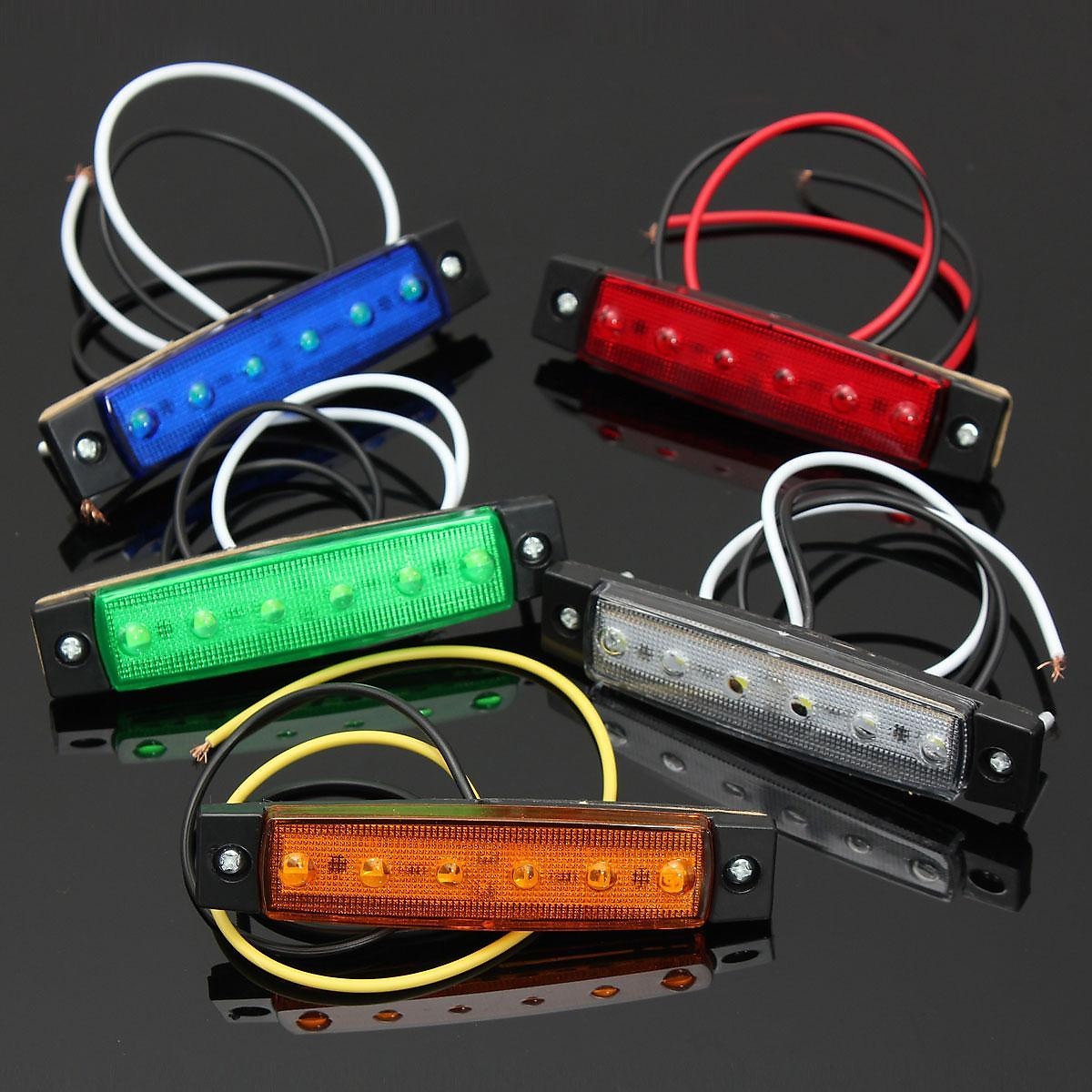 DC 12V 6 LED Car Trucks Trailer Lorries Side Marker Indicator Light Len ...