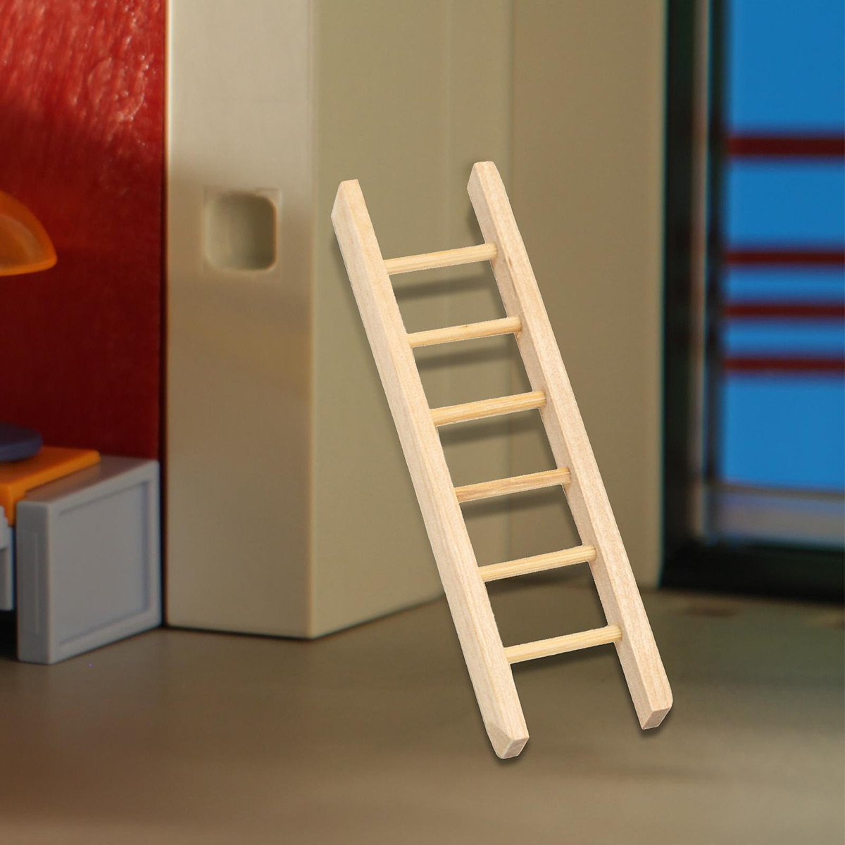Mini Dollhouse Wooden Step Ladder Unpainted 1:12 Scale for Diorama Kids