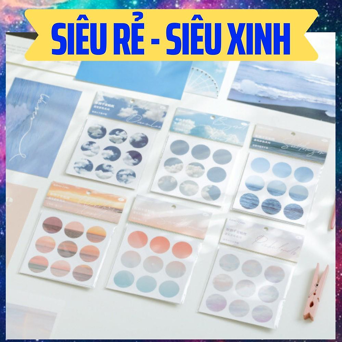 Mua Sticker chấm tròn ảnh hoàng hôn - trang trí sổ planner Bullet ...