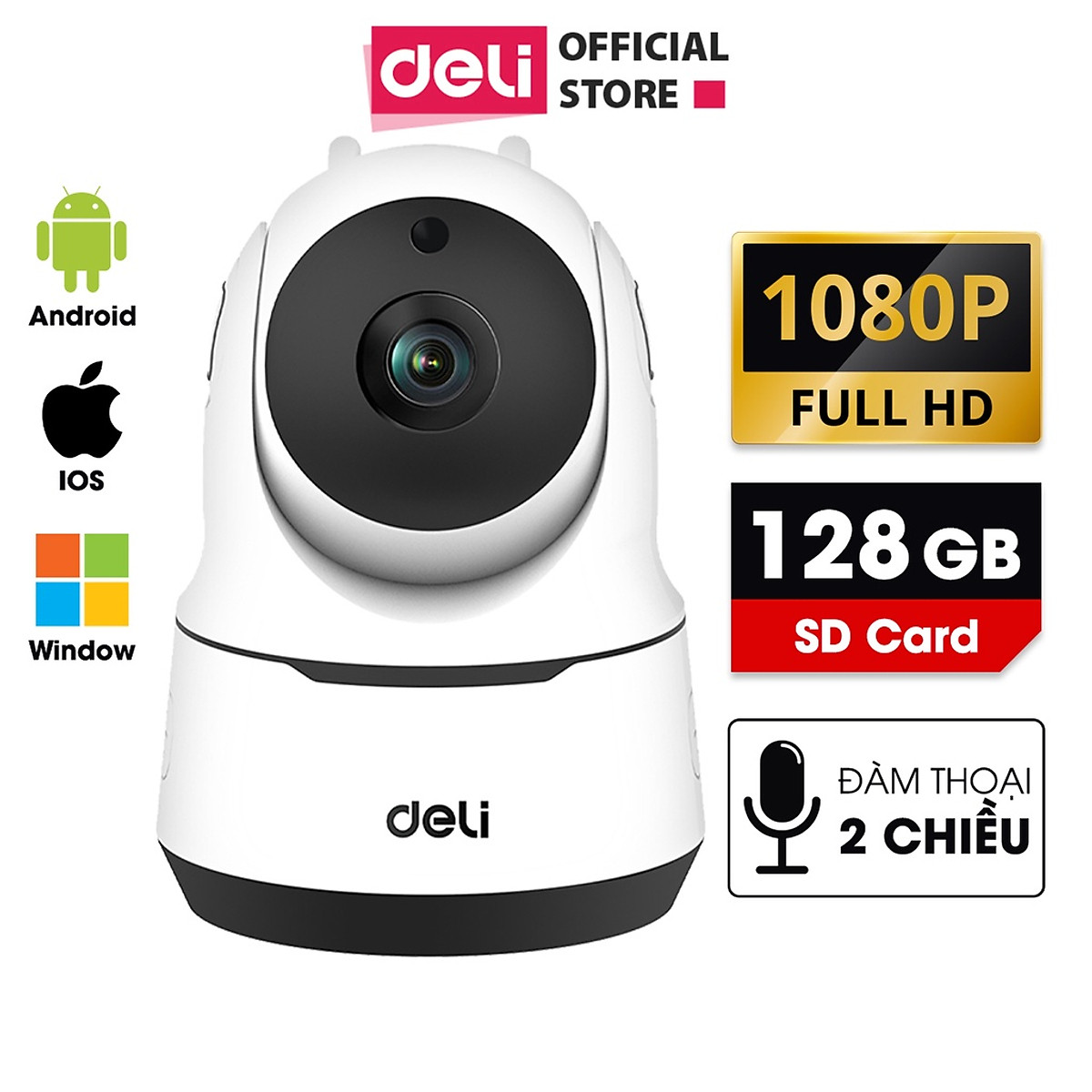 Camera IP Wifi Deli 360 Độ Full HD 1080P Đàm Thoại 2 Chiều Hồng Ngoại ...