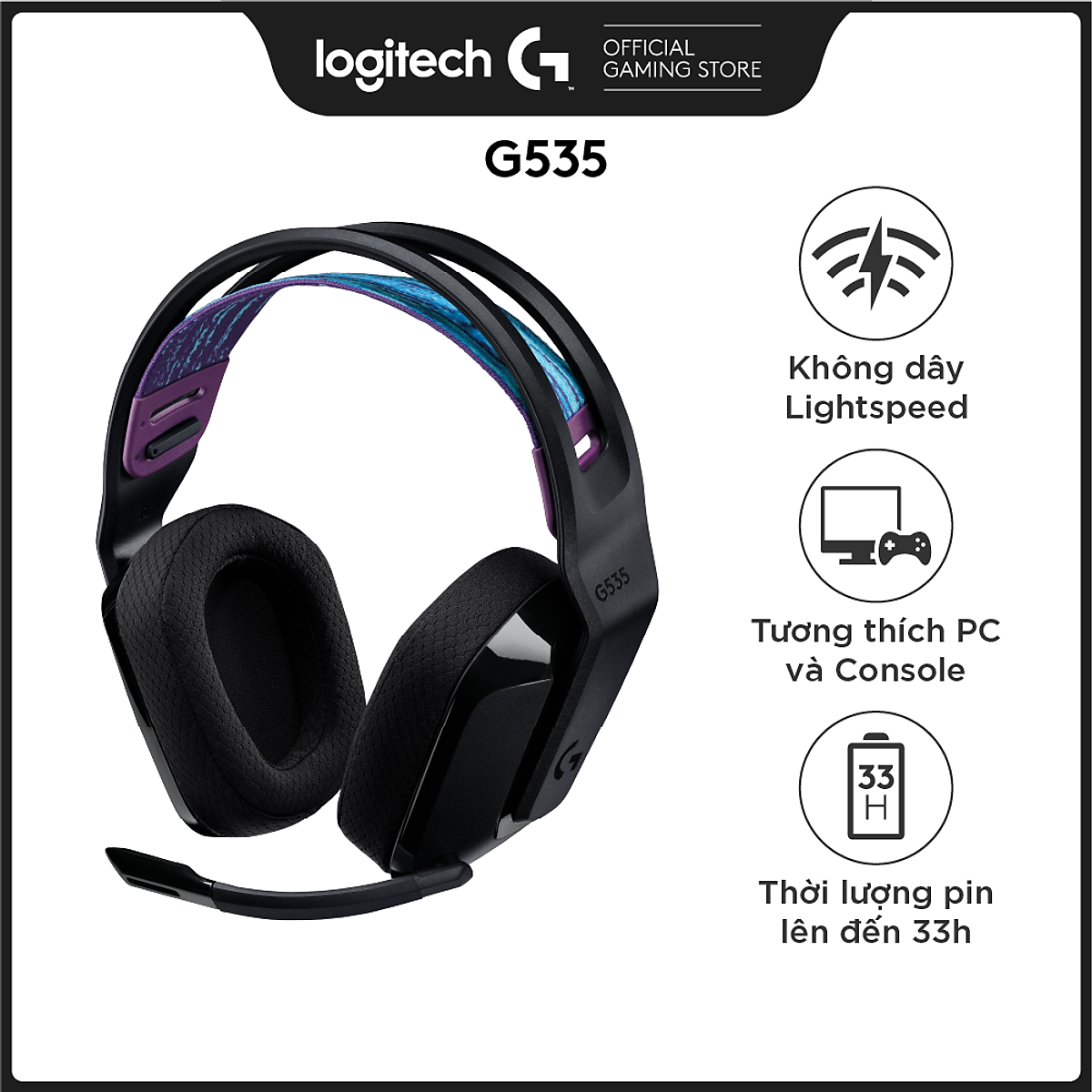 Tai nghe game không dây Lightspeed Logitech G535 - Trọng lượng nhẹ, âm ...