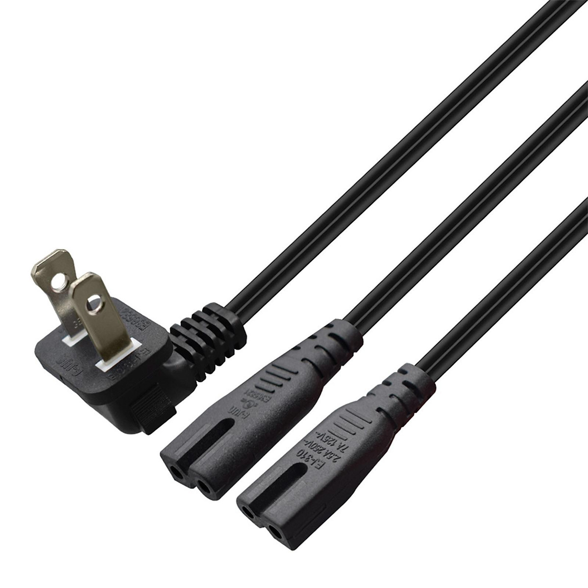 US 2 Prong Power Extension Cable, Y Splitter Male to Female Power ...