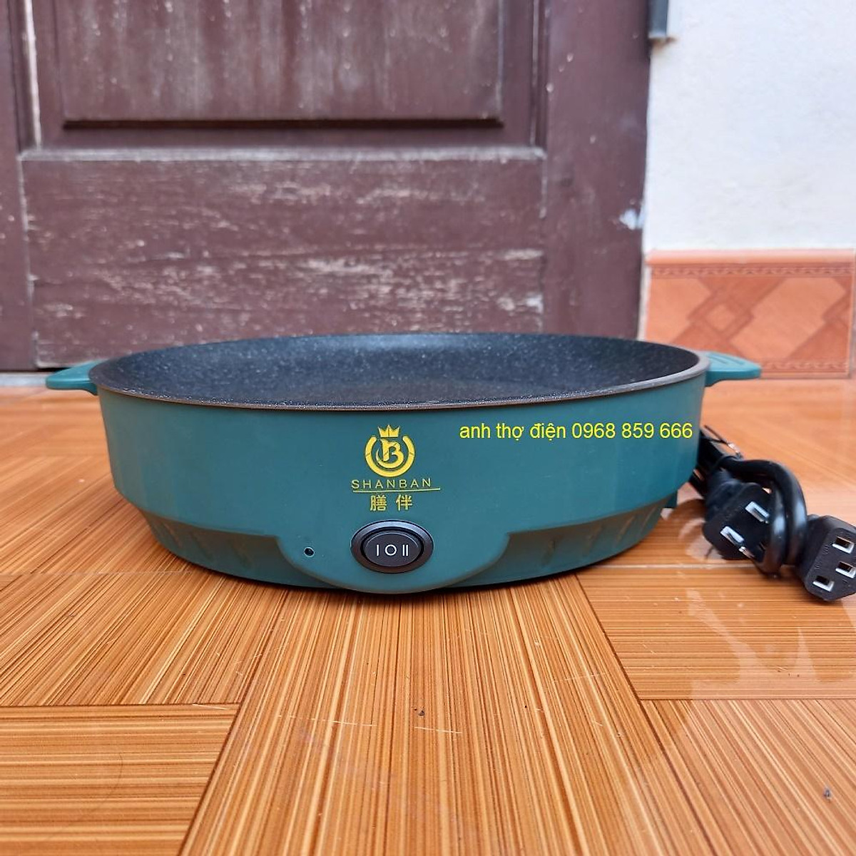 Chảo Nướng Điện Đa Năng Shanban 2 NÂC NHIỆT Size 26CM Chống Dính Vân Đá