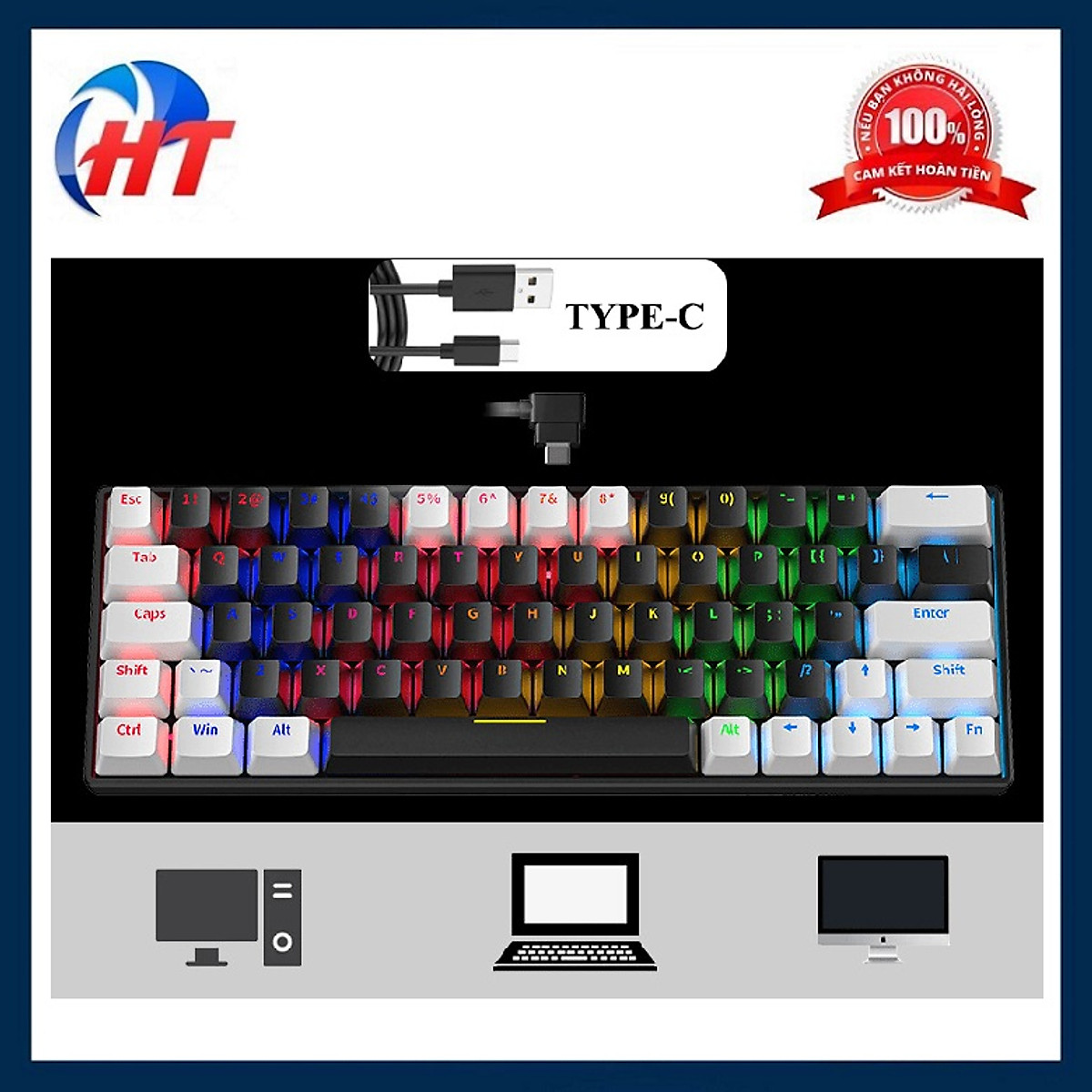 Mua Bàn phím cơ Blue KA6406 với thiết kế mini size vô cùng nhỏ gọn kèm theo đèn led RGB - HT