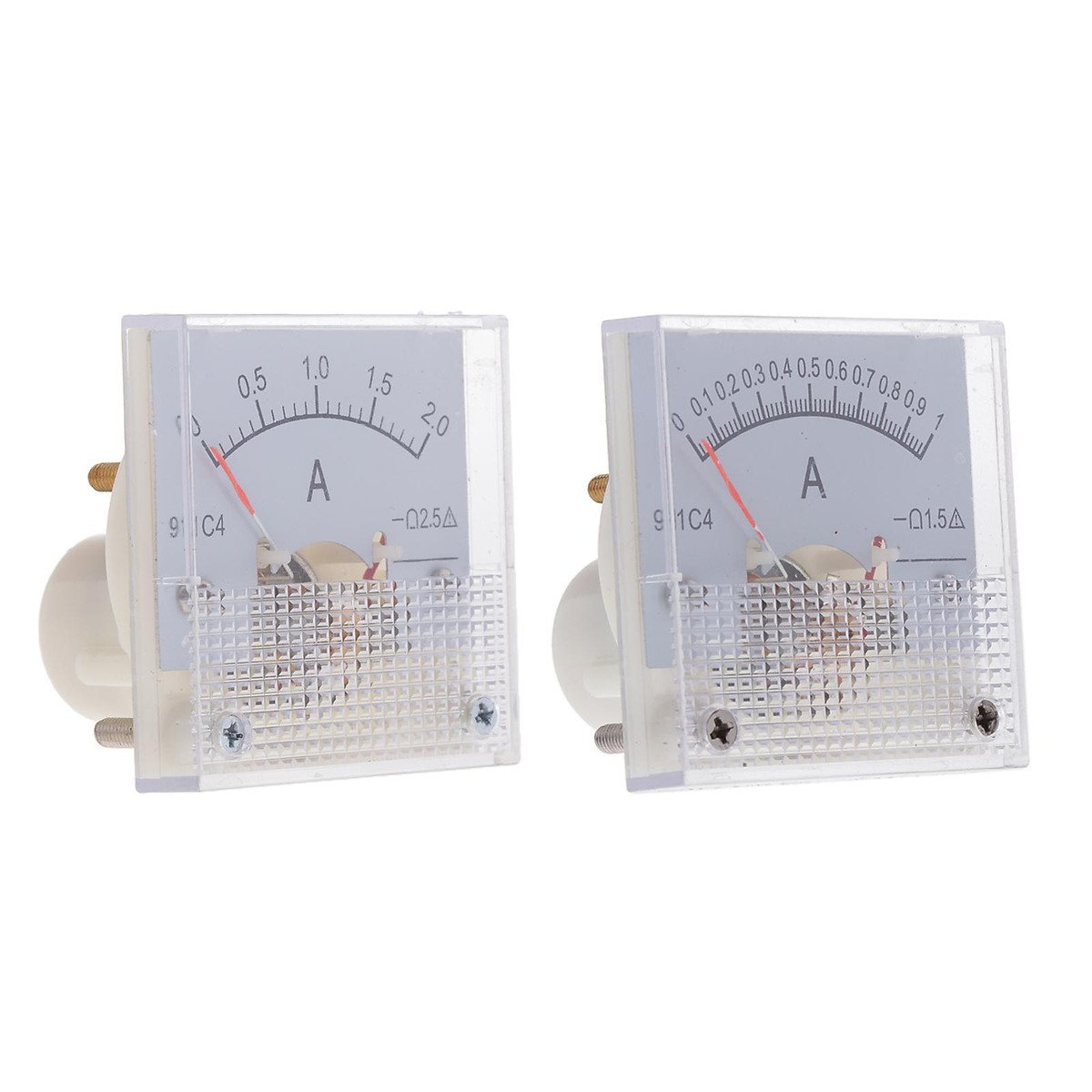 2-Piece DC Analog Panel AMP Meter Ammeter Milliammeter 91C4 0-2A/0-10A