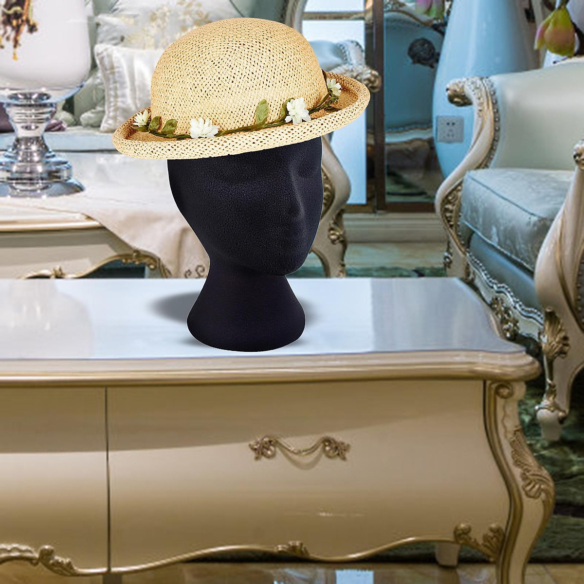 Female Flocking Foam Head Model Stand Rack for Glasses Headband Display