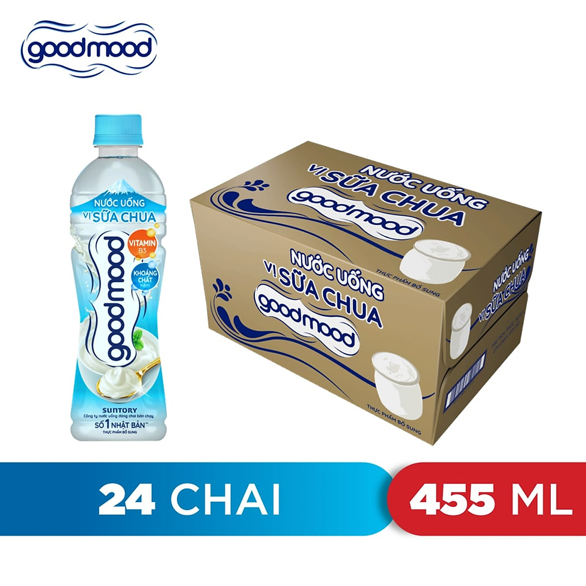 Thùng 24 Chai Nước Uống Vị Sữa Chua Good Mood (455ml X24 Chai) | Tiki