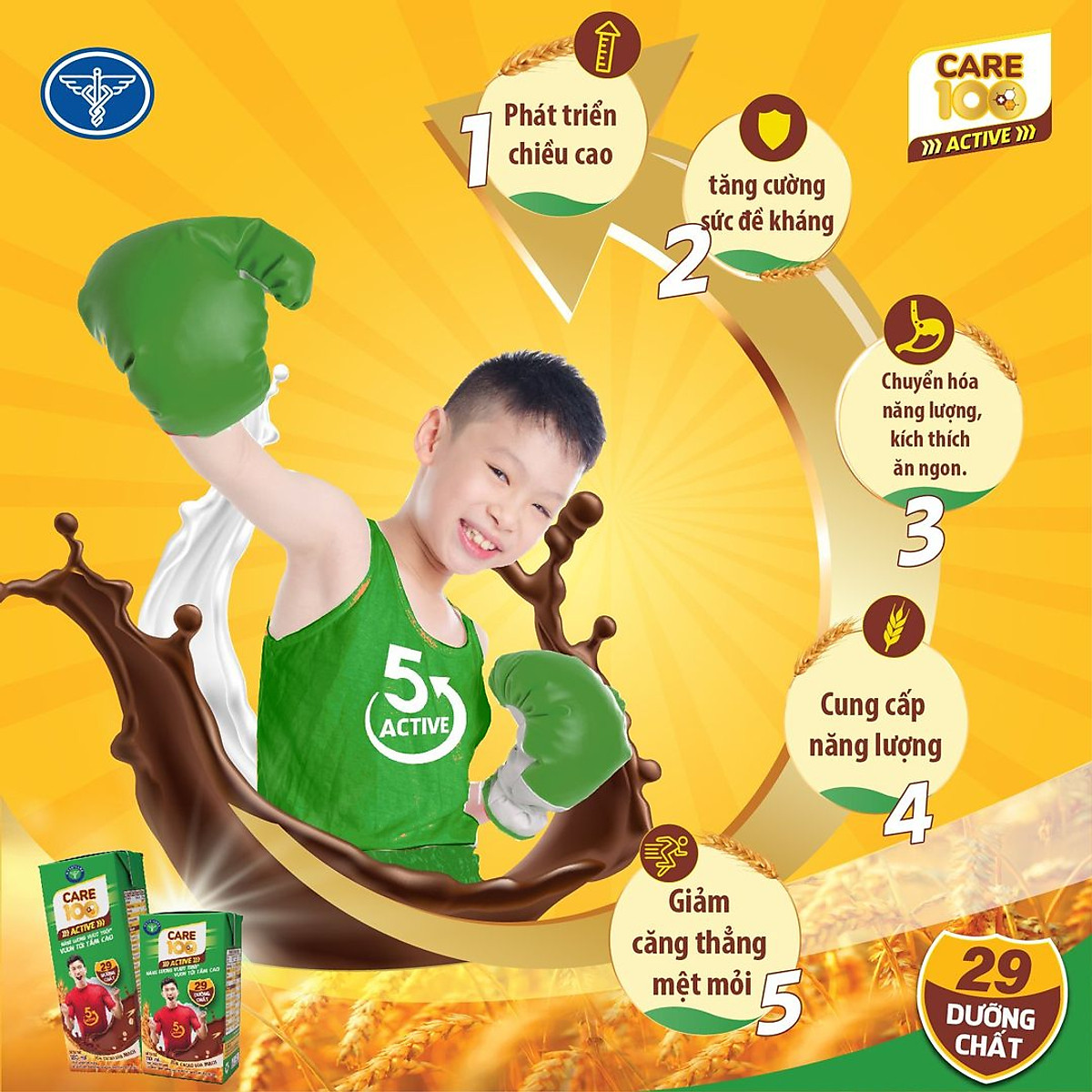 Thùng sữa nước ca cao lúa mạch Nutricare Care 100 Active giúp trẻ phát ...