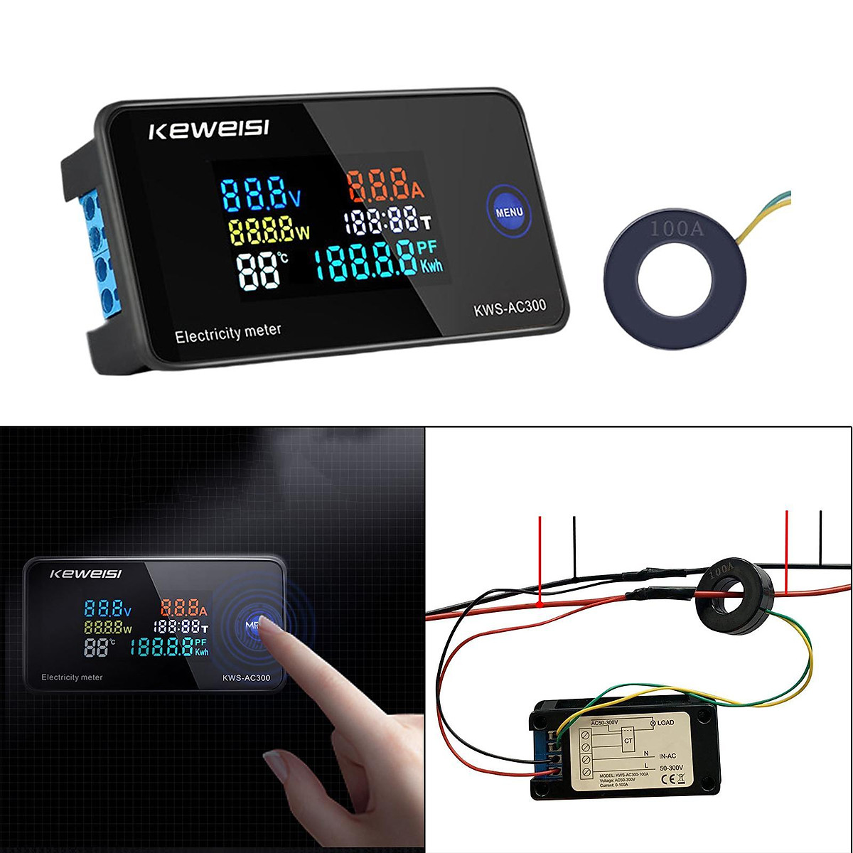 Electricity Meter Digital Ampermeter Voltmeter Timing Usage Monitor - Tivi