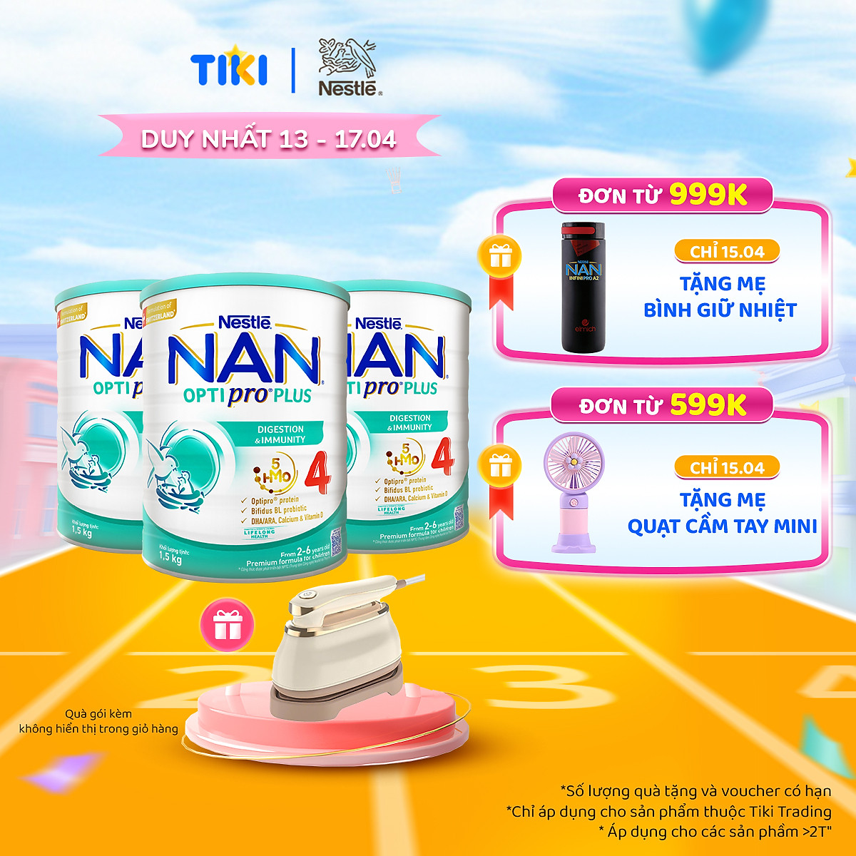 Bộ 3 lon Sữa bột NAN OPTIPRO PLUS 4 Nestle Bé 2-6 tuổi 1500g/lon Giúp ...