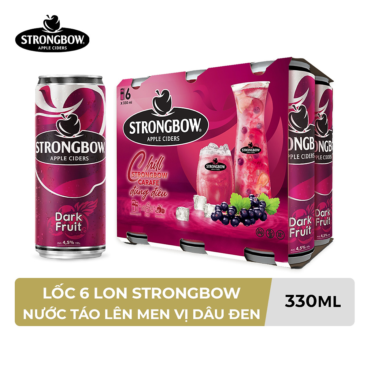 Mua Lốc 6 Lon cao Strongbow vị Dark Fruit Dâu đen (330ml x 6 Lon) tại ...
