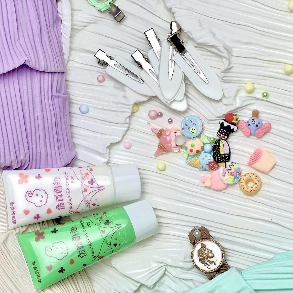 Mua Set Tự làm kẹp tóc - Set DIY kẹp kem keo siêu dễ thương, làm cực ...