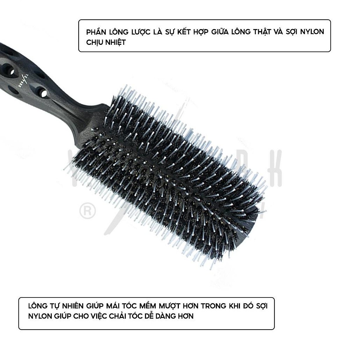 Lô sấy tóc Carbon Tiger Brush YS PARK lược uốn chịu nhiệt 65mm chính ...