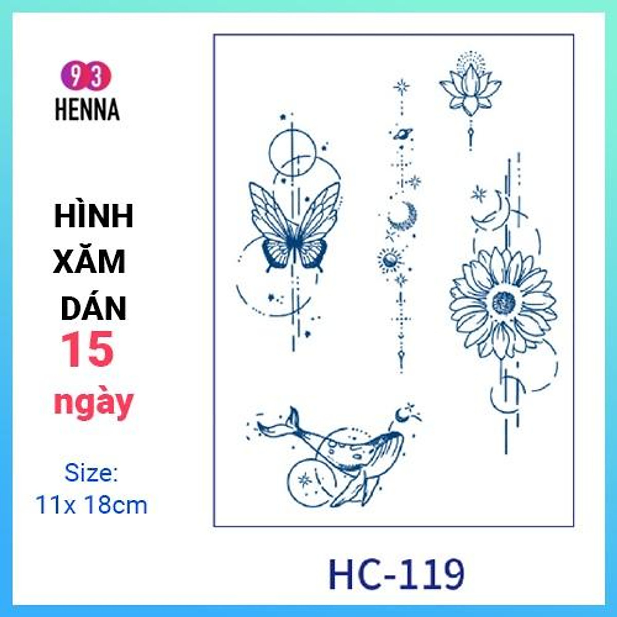 Mua Hình Xăm Dán Tạm Thời Thảo Dược 15 Ngày mã HC119 tại 93HENNA Shop ...