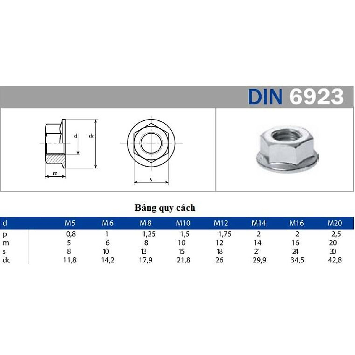 Combo 10 con đai ốc, ecu liền long đen inox (ê cu). M3 M4 M5 M6 M8 M10 ...