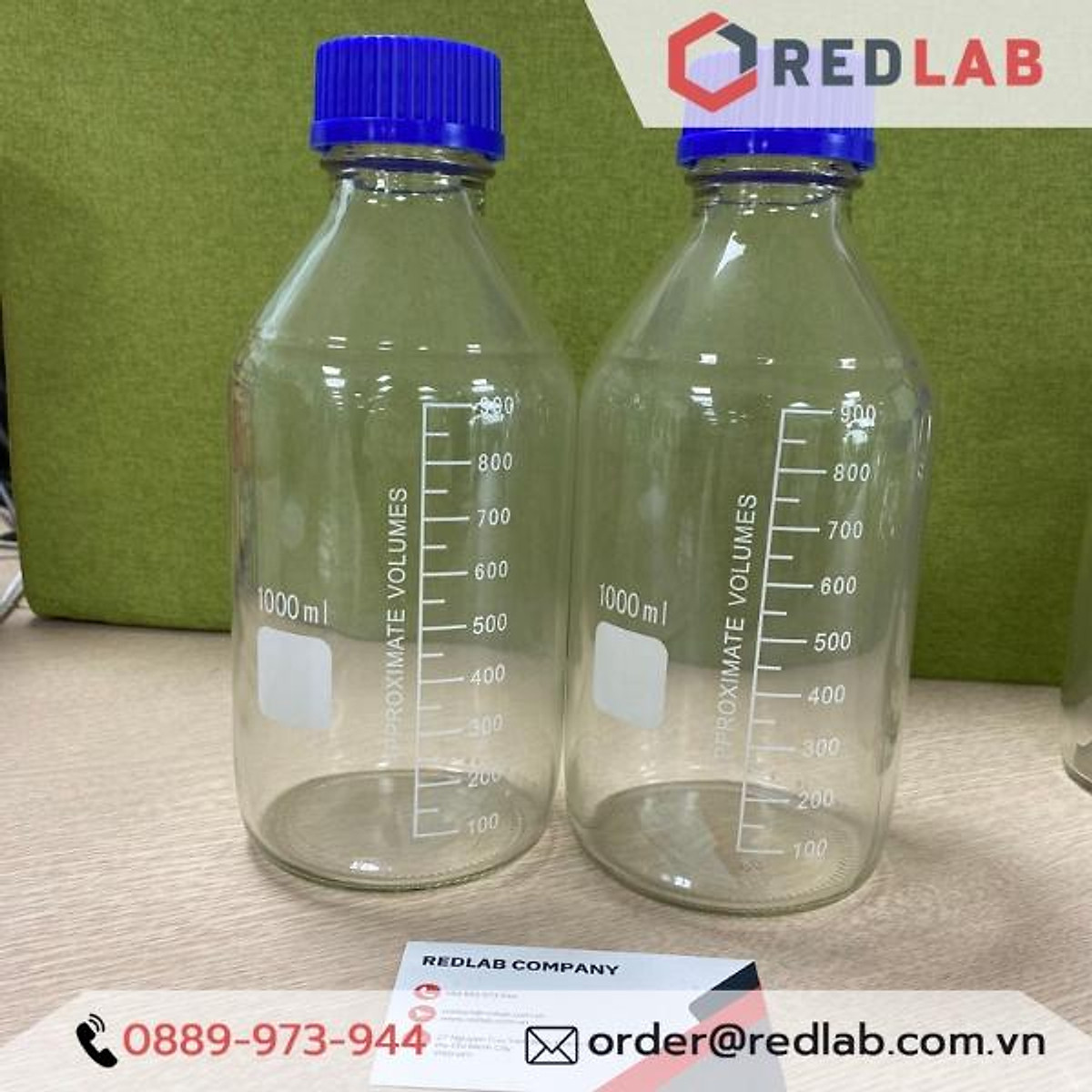 Mua Chai trung tính 1000ml, Chai thủy tinh trắng nắp vặn xanh có chia ...