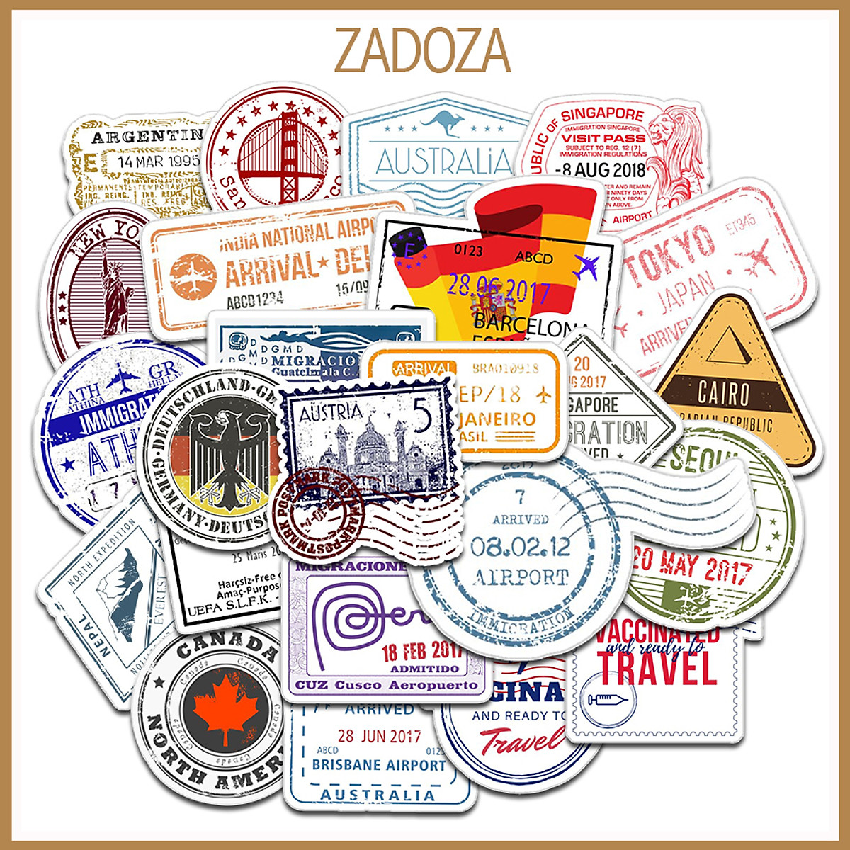 Mua Sticker Visa stamp Passport stamp decal dán laptop , điện thoại ...