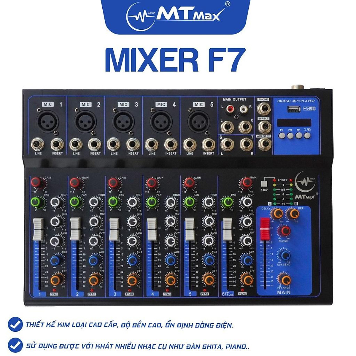 Mua Bàn trộn Mixer MTMax F7 BT - 7 kênh cao cấp - Có bluetooth, chống ...