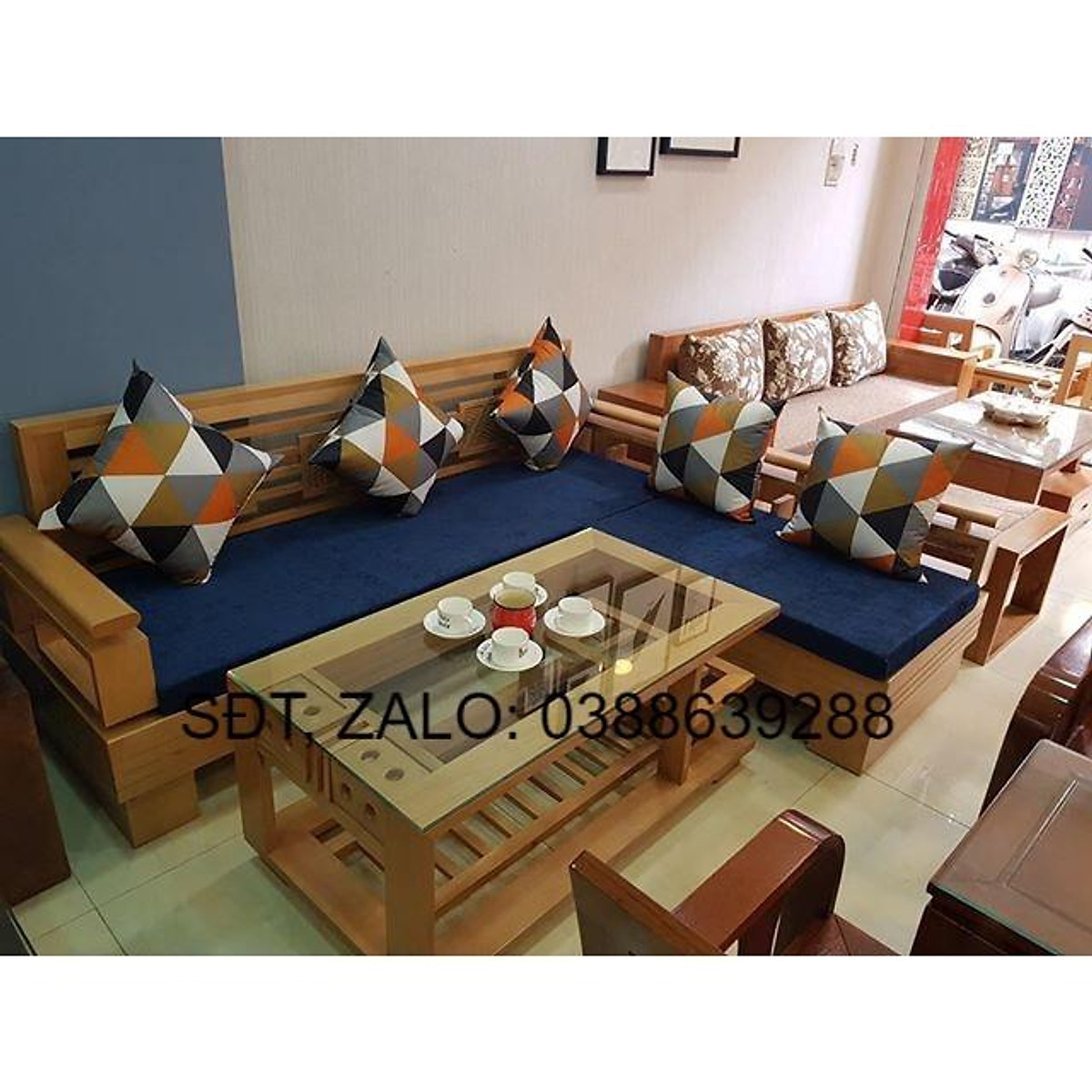 Mua Bộ bàn ghế Sofa góc L tay trứng sồi Nga BG080 giá thật