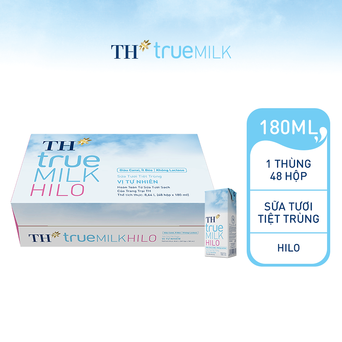 Mua Thùng 48 hộp sữa tươi tiệt trùng TH True Milk HILO 180ml (180ml x 48) tại TH true mart ...