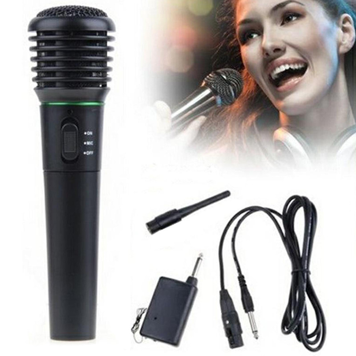 Pro VHF Wireless Wired 2 in 1 Handheld Microphone System for Singing ...