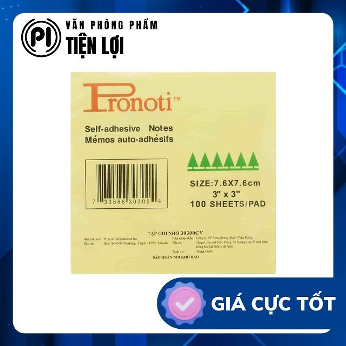 Mua Giấy Note, Giấy Ghi Chú Màu Pronoti 3x3 - Màu Vàng tại Văn Phòng Phẩm Tiện Lợi PI