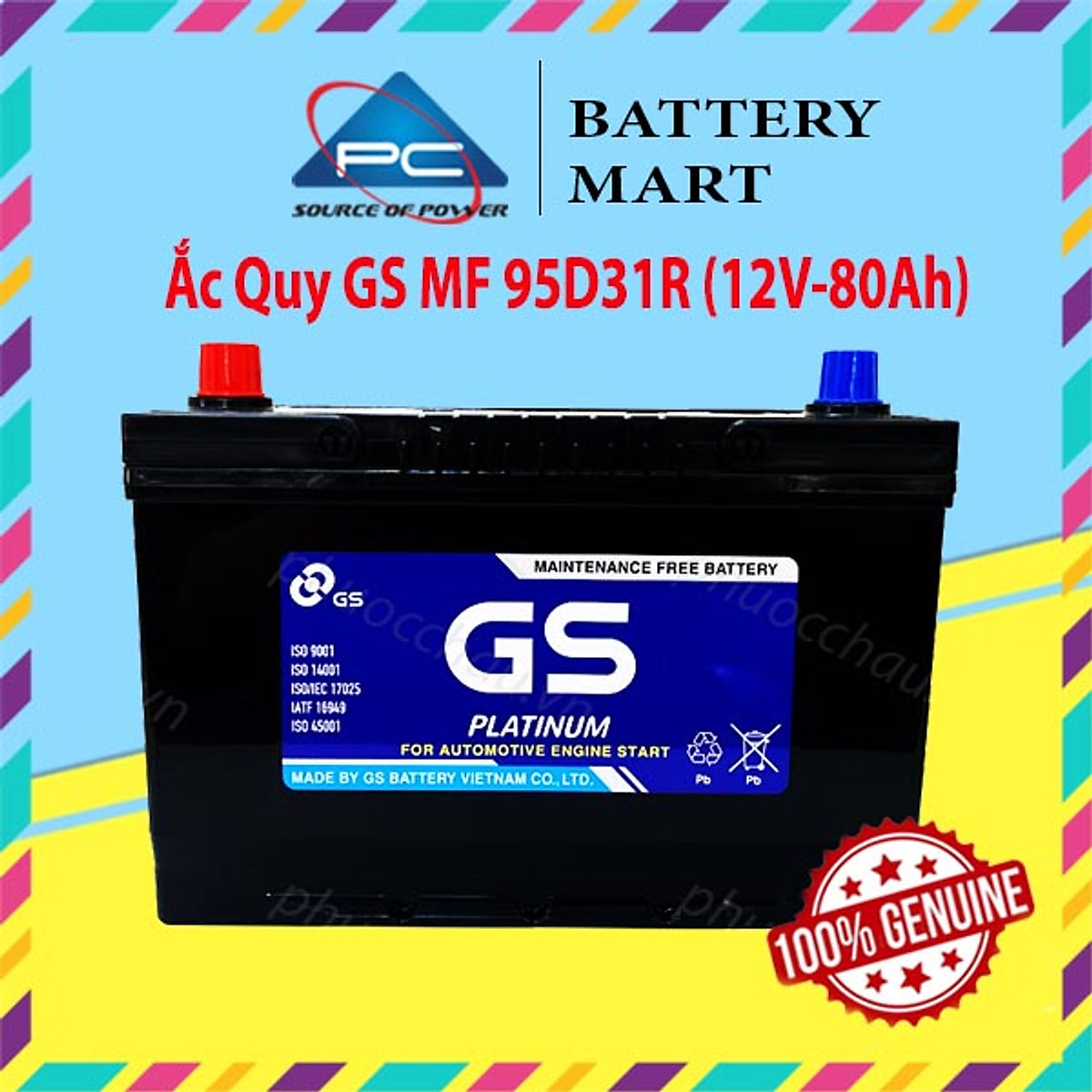 Bình Ắc Quy 12V-80Ah, Ắc Quy Ô Tô GS MF 95D31L/R | Tiki