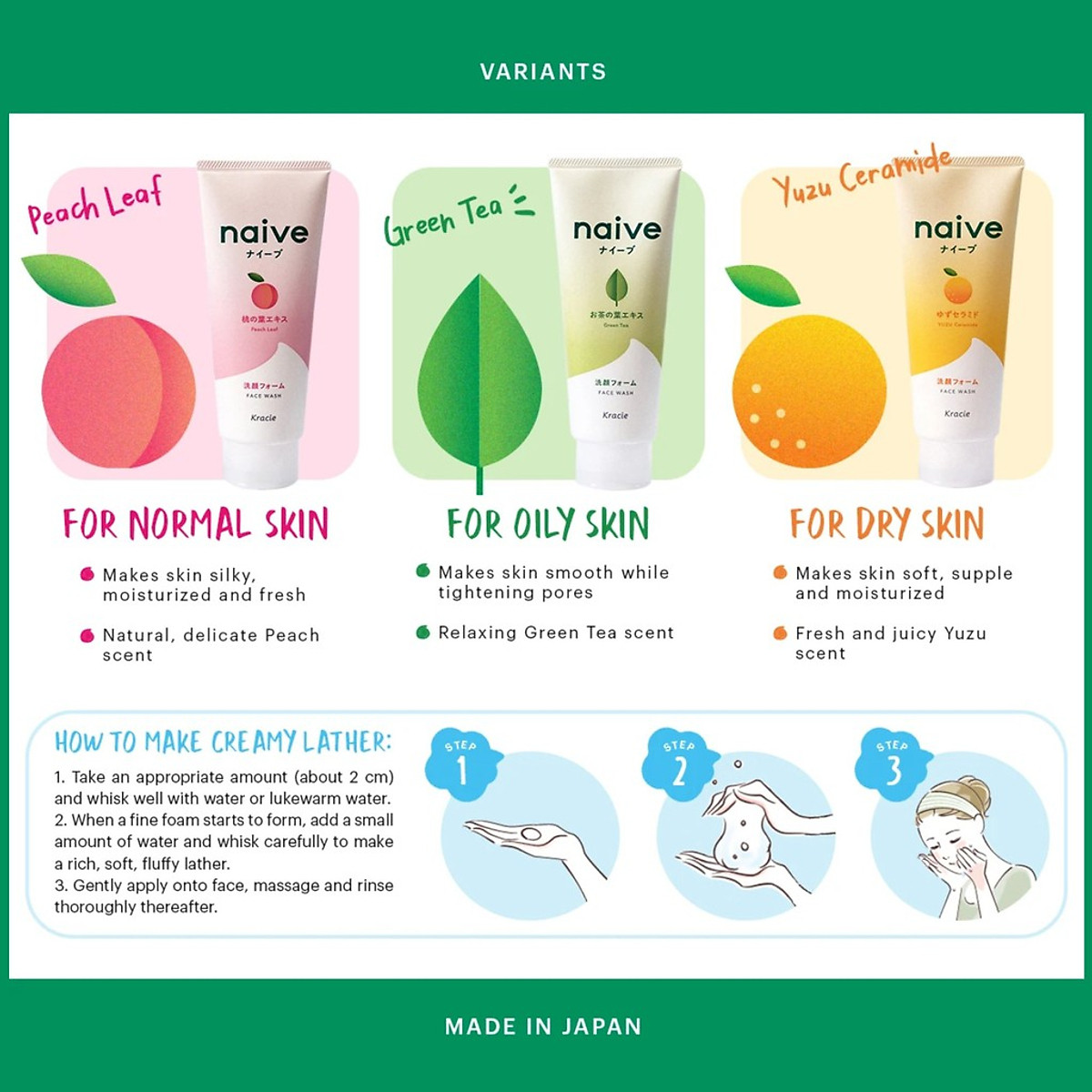 Sữa Rửa Mặt Sạch Sâu Chiết Xuất Quả Thanh Yên Và Ceramide Kracie Naive Face Wash (Yuzu Ceramide ...