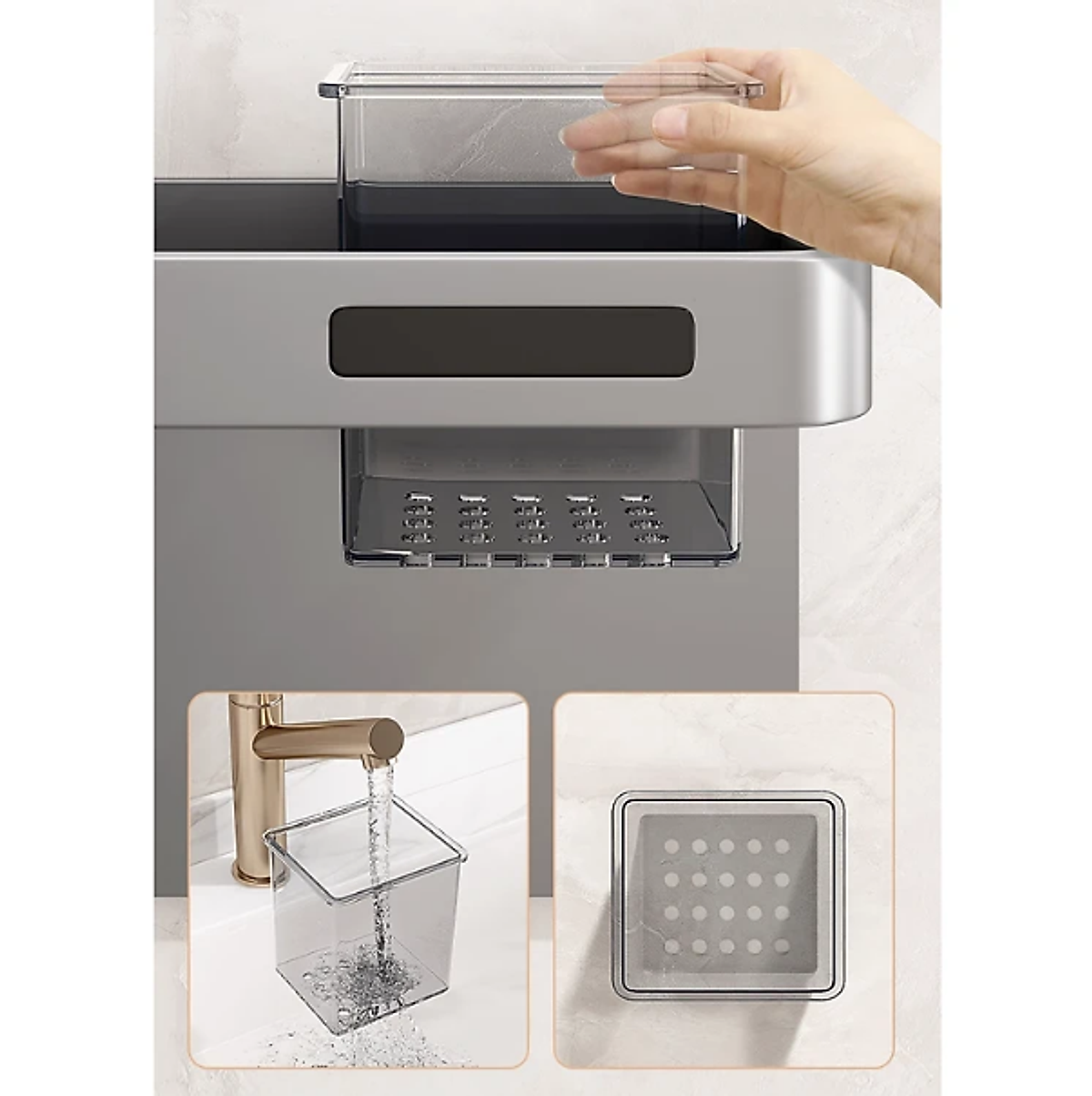 Cao cấp - Bộ giá treo máy sấy tóc dán tường Modan Topaz M2F Nhôm