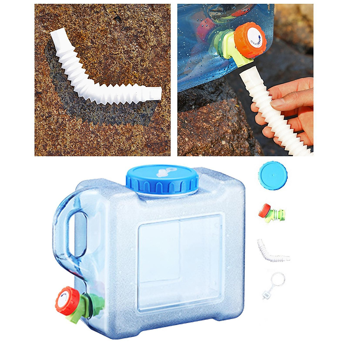 Portable Water Container with Faucet Water Bucket Sturdy for Hiking ...