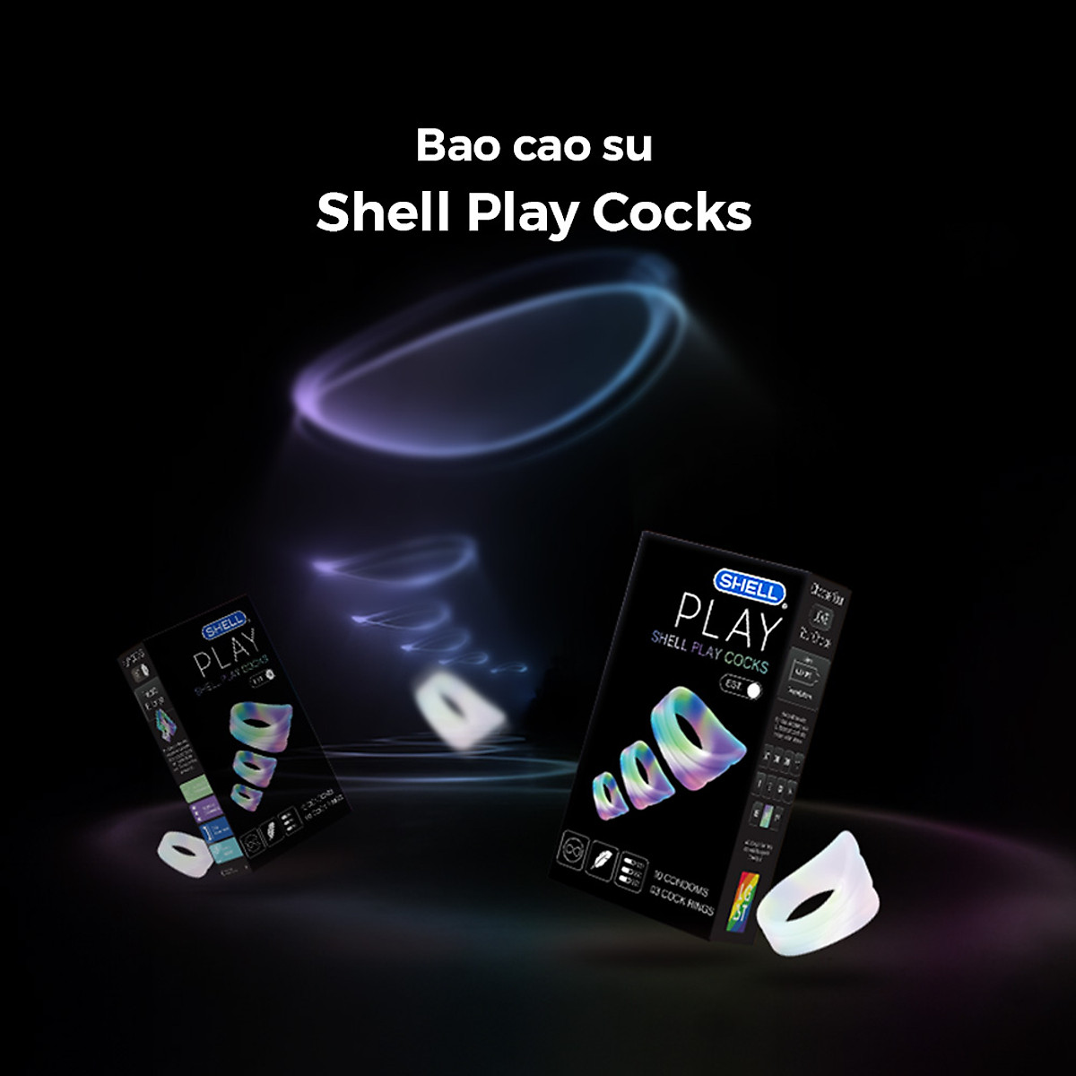 Bao cao su Shell Play Cocks 6 tính năng - Hộp 10 cái - Bao cao su