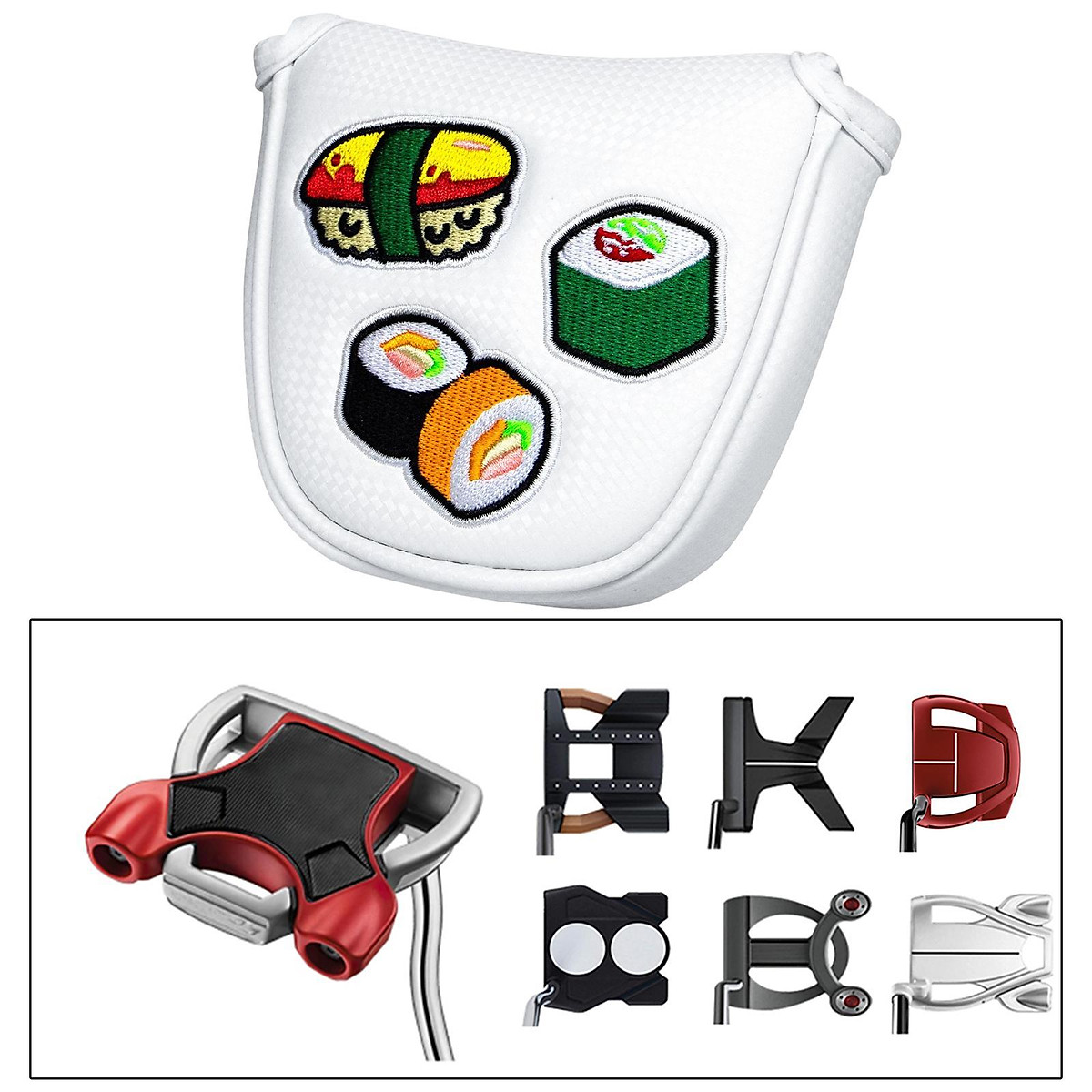 Golf Mallet Putter Head Cover Golf Club Headcover Embroidered Golf ...