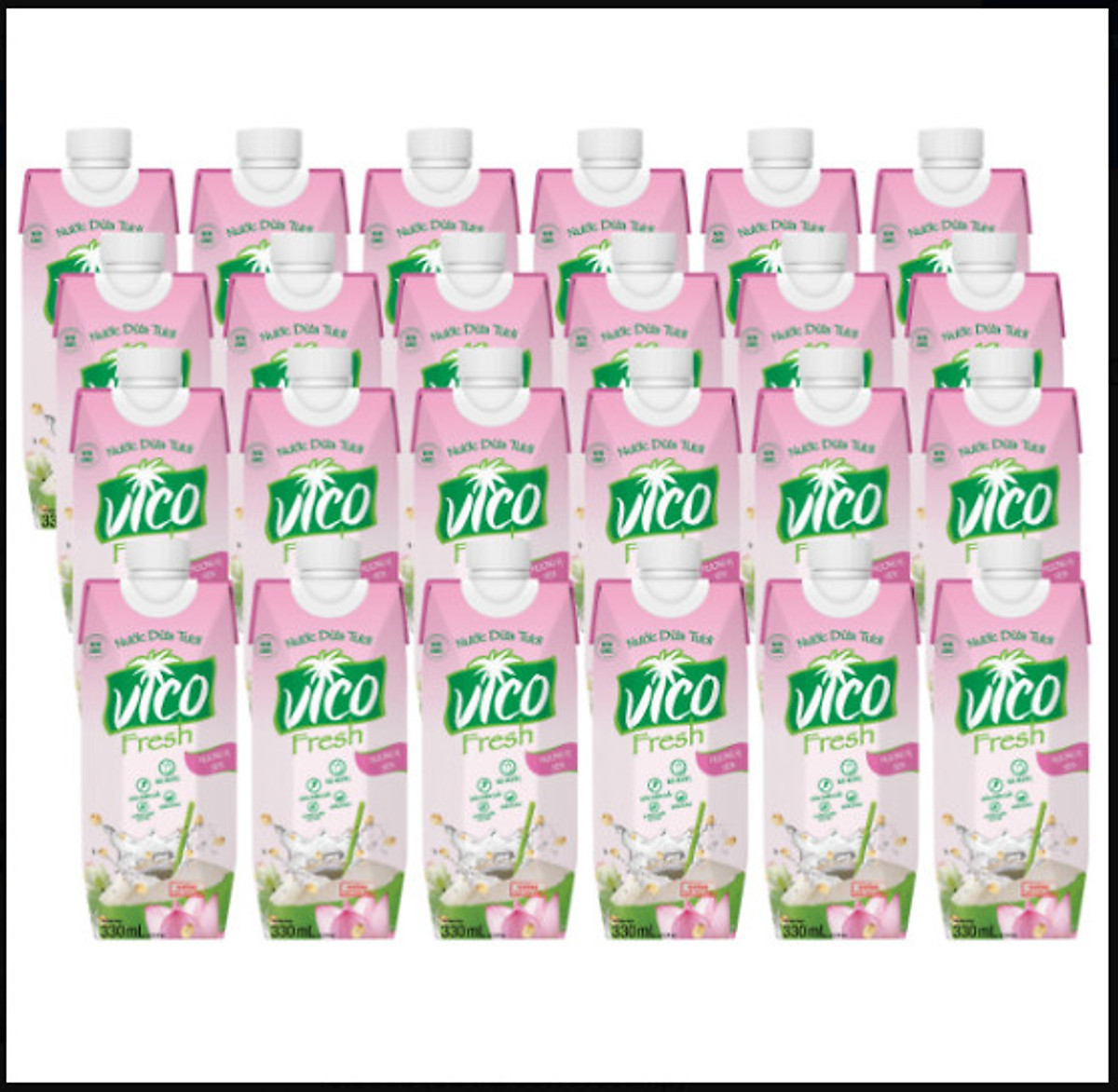 Thùng 24 Hộp NƯớc Dừa Tươi ACP VicoFresh 330ml - Vị Sen - Nước Trái Cây