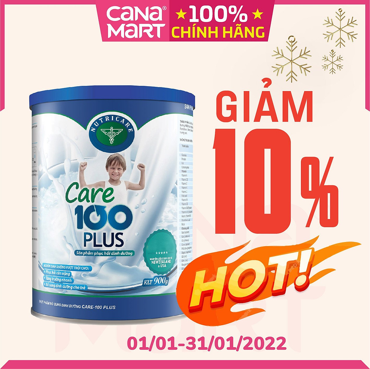 Sữa bột Nutricare Care 100 Plus phục hổi dinh dưỡng cho trẻ biếng ăn (900g) | Siêu Thị Con Cưng