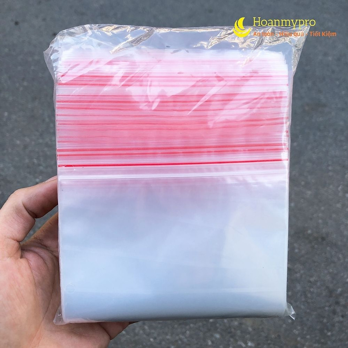 Túi zip chỉ đỏ 1kg túi zipper bấm miệng trong suốt hàng sẵn nhiều kích ...
