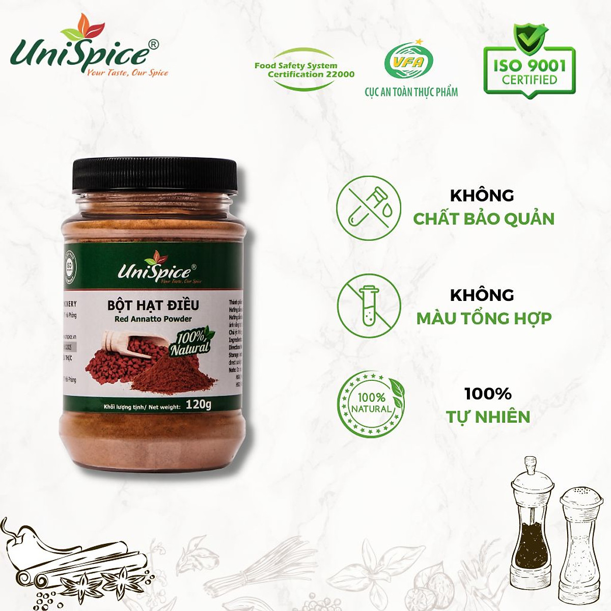 Mua Bột hạt điều Unispice lọ 120gr/ Bột hạt điều đỏ xay mịn nguyên chất tại Gia vị Unispice