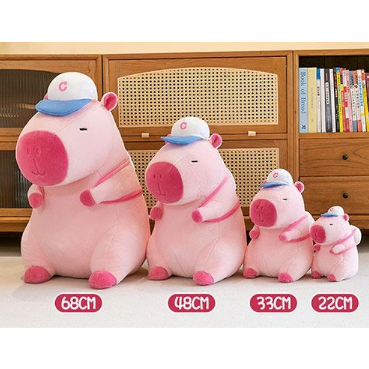 Thú nhồi bông capybara hồng đeo balo dễ thương - Size từ 35cm đến 55cm - Móc khoá gấu bông ...