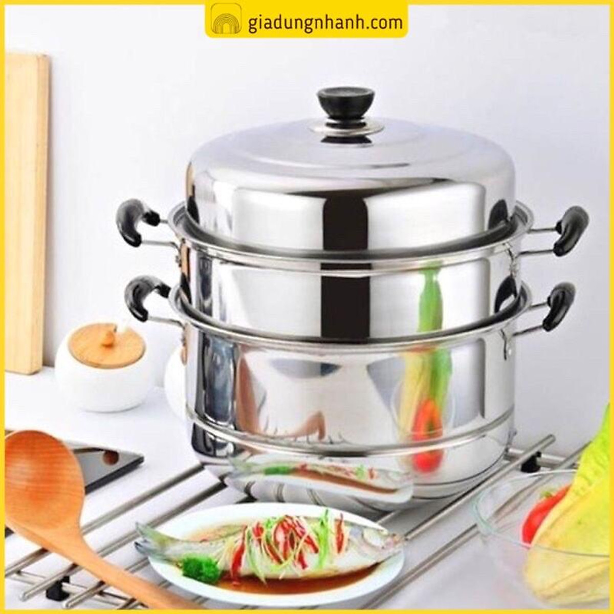 Nồi Hấp Inox 3 Tầng Cách Thuỷ Cao Cấp | Tiki