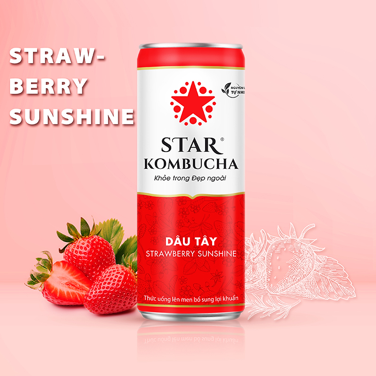 Mua Nước uống lên men Kombucha vị dâu tây lon 250ml tại Siêu thị Vital Mart